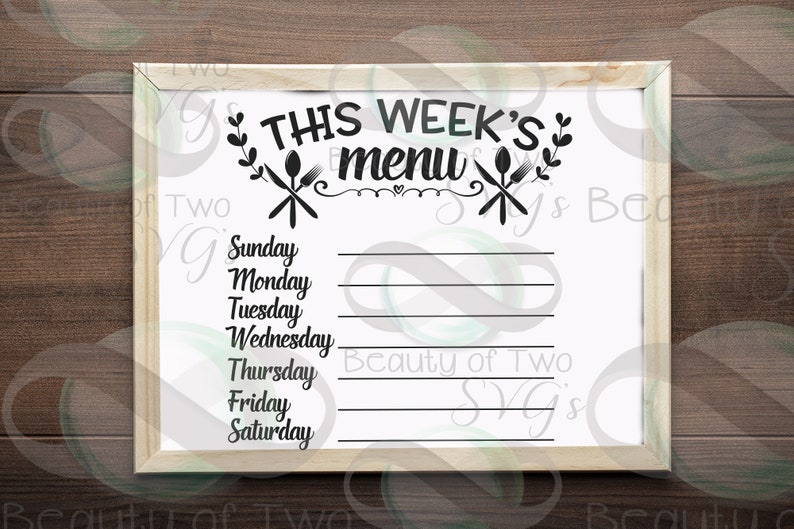 This Weeks Menu SVG Kitchen SVG File Meal Planning SVG for - Etsy Denmark