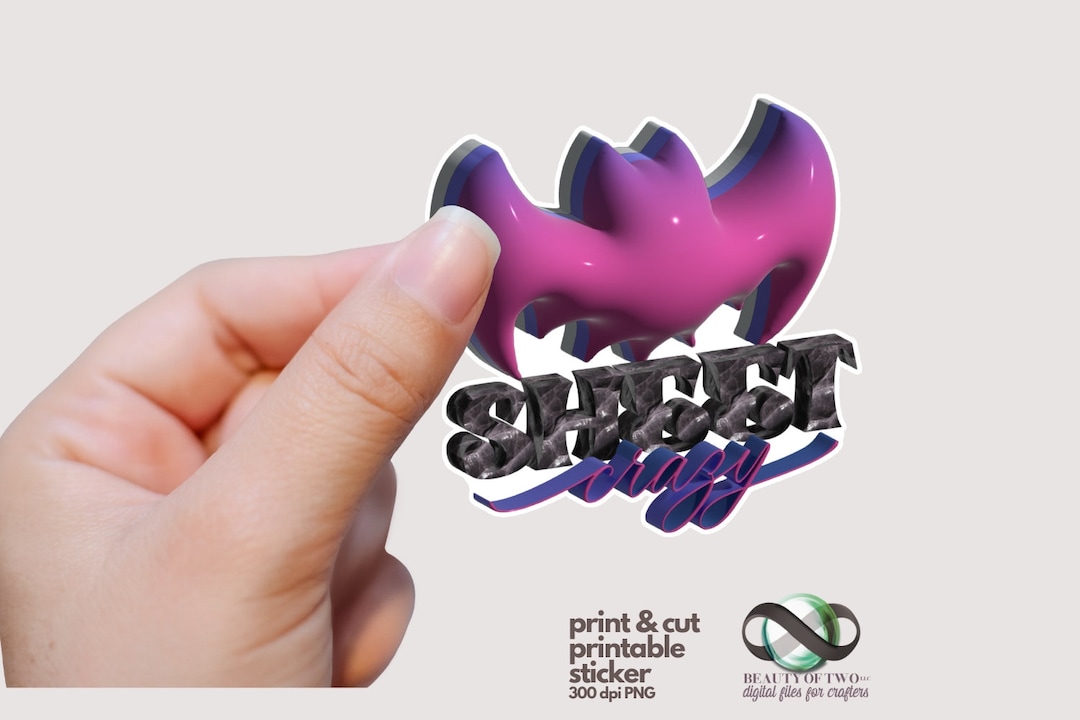 Printable Sticker, Digital Print and Cut Funny Halloween Bat Sheet ...