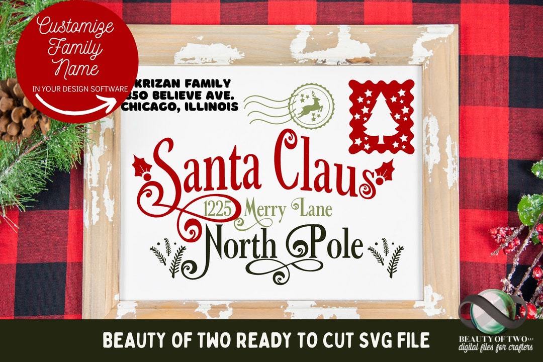 Santa Letter SVG Last Name Customize Christmas SVG, Family Name Svg ...