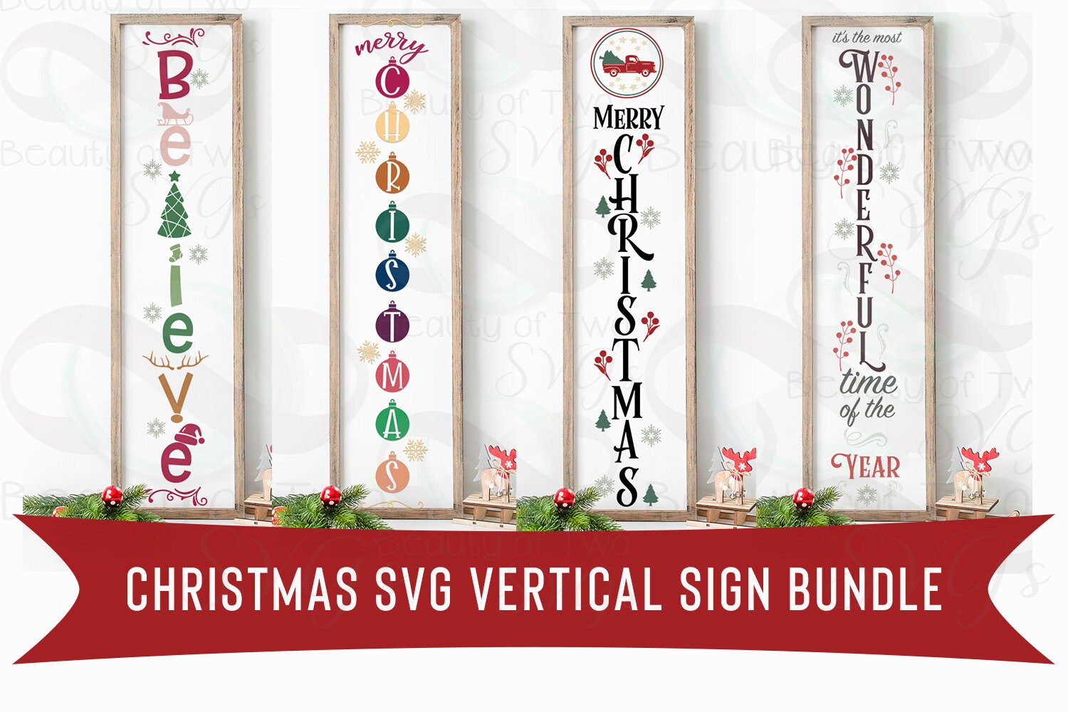 Christmas Vertical SVG Sign Bundle svg cut files and png 4 | Etsy