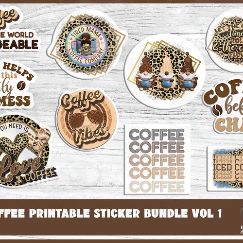 Printable Coffee Stickers Coffee Sticker Bundle Coffee - Etsy