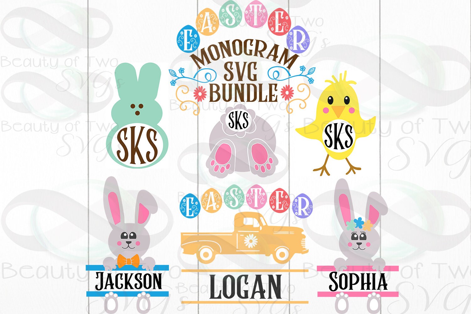 Easter Monogram Svg Bundle Svg Cut Files 6 Easter - Etsy
