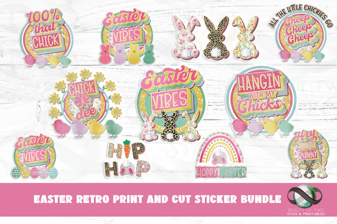 Printable Easter Sticker Bundle 11 Print and Cut Easter Sticker Designs ...