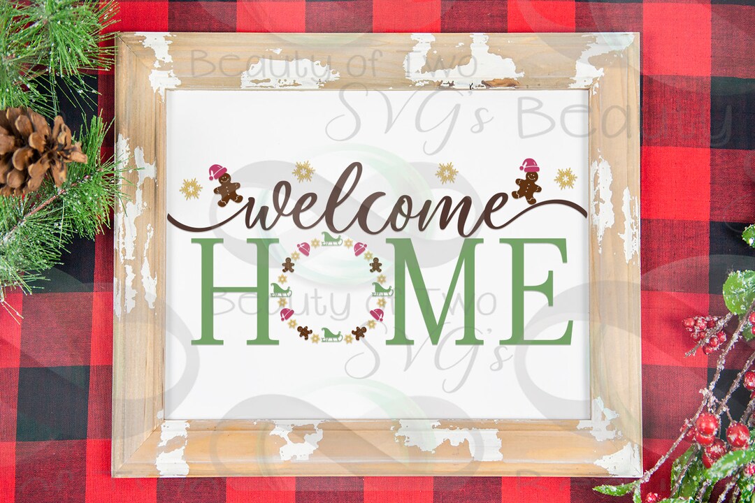 Welcome Home Christmas Sign SVG, Santa Sleigh Cut File - Etsy