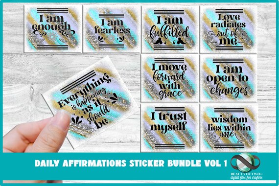 Daily Affirmations Printable Retro Sticker Bundle 9 Print and - Etsy