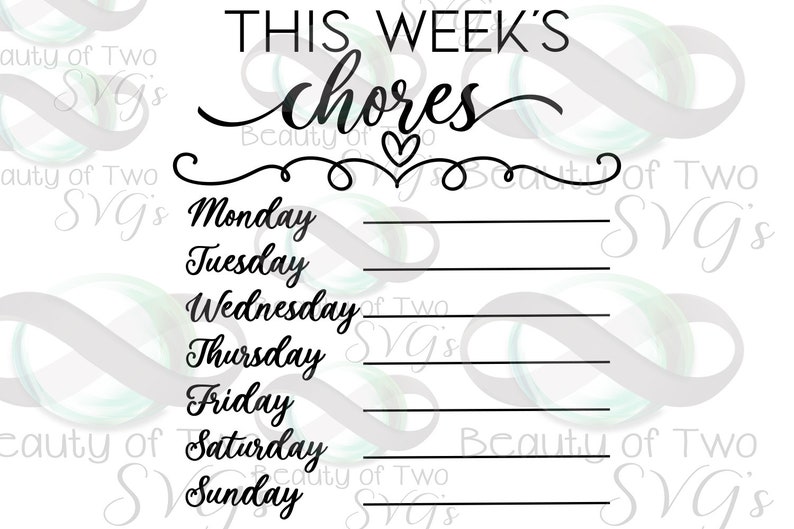 Svg This Weeks Chores SVG | Chore List SVG File| Chore Chart SVG for ...