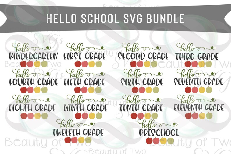 Hello School SVG Bundle, First Day of School Cut Files (digital ...