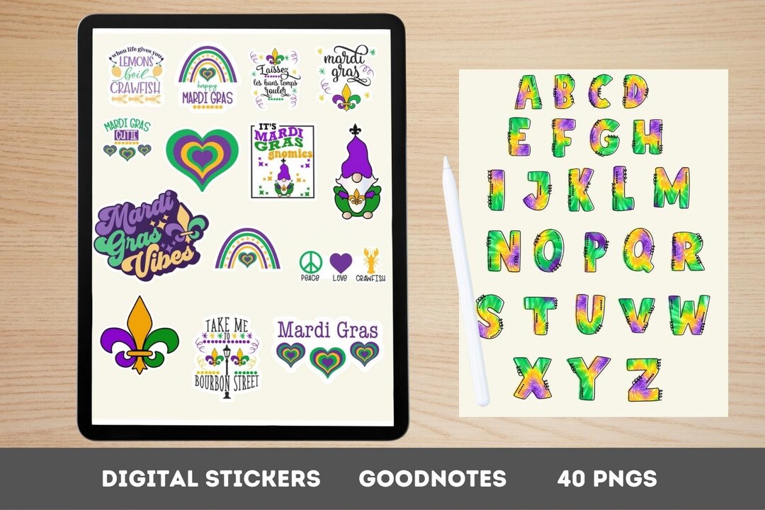 Mardi Gras Goodnote Stickers, Mardi Gras Digital Planner Stickers ...