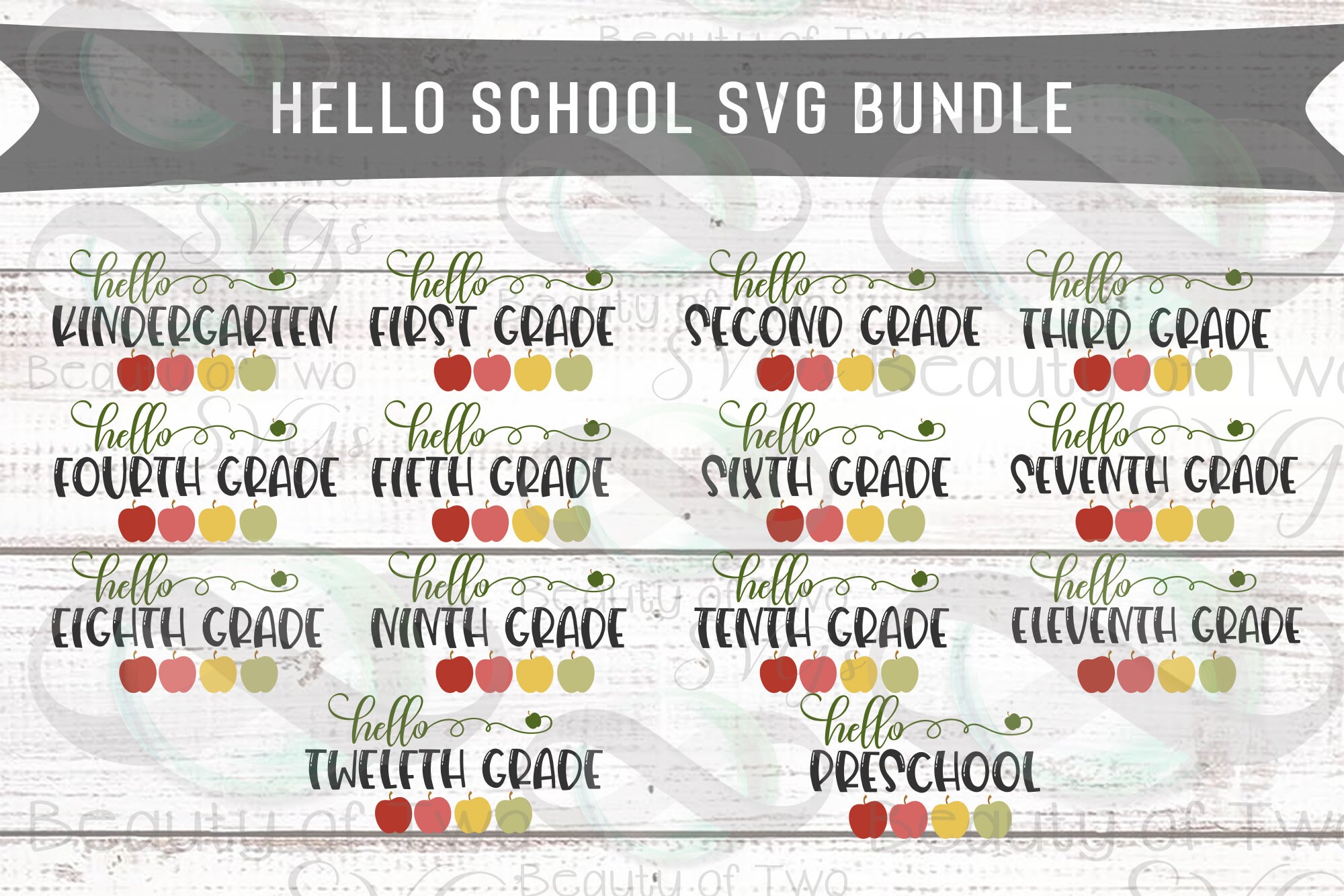 Hello School SVG Bundle, First Day of School Cut Files (digital ...