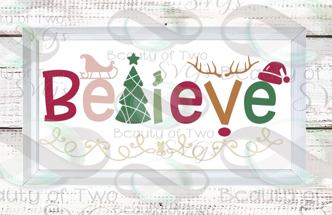 Christmas Believe svg cut file and png Santa Sleigh svg | Etsy