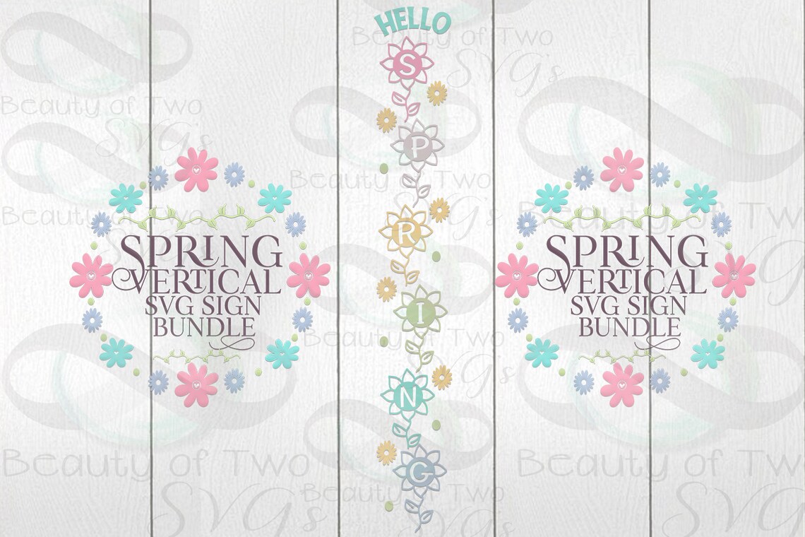 Hello Spring Vertical svg Sign Bundle svg cut files4 Spring | Etsy