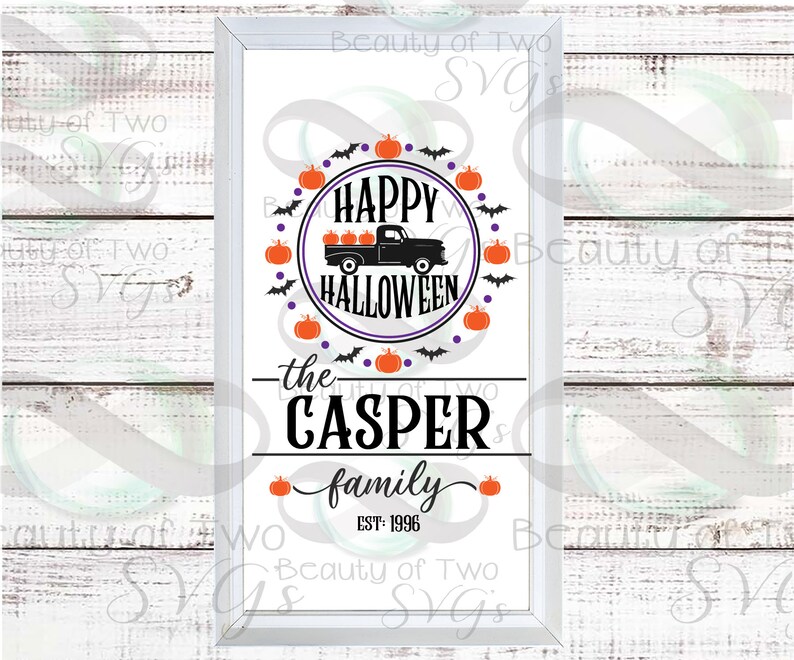 Vintage Halloween Truck Family Name Wreath SVG Design - Etsy
