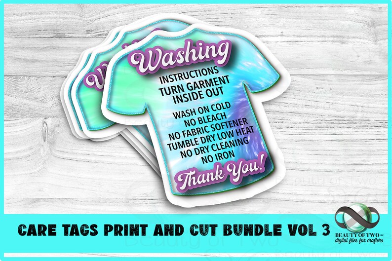 Care Tags Print and Cut Bundle Printable Tie Dye Care Tags for - Etsy