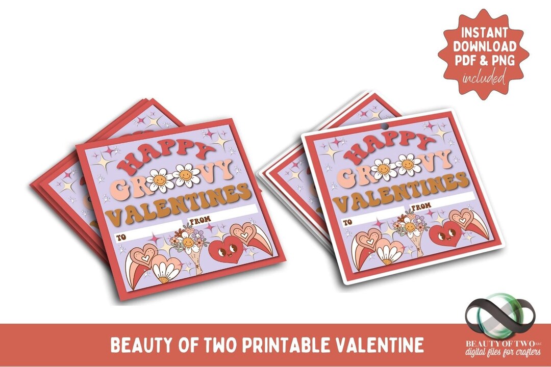 Printable Valentines, Kids Printable Groovy Valentine Card, Print Retro ...