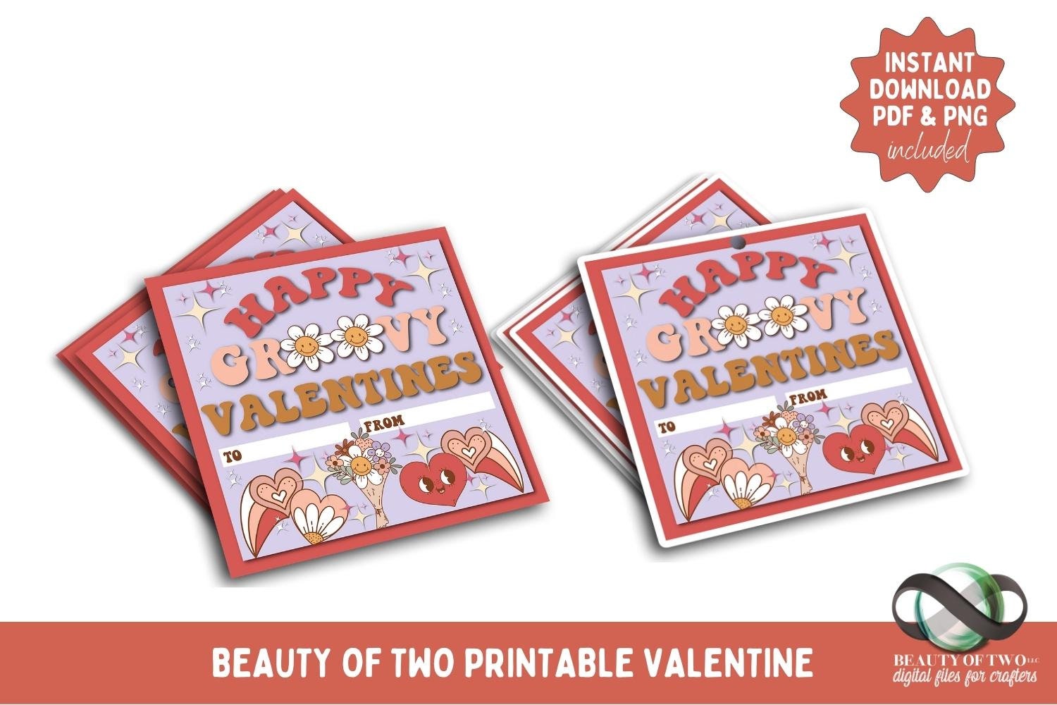 Retro Groovy Valentines, Kids Printable Cards (PDF & PNG) - Etsy
