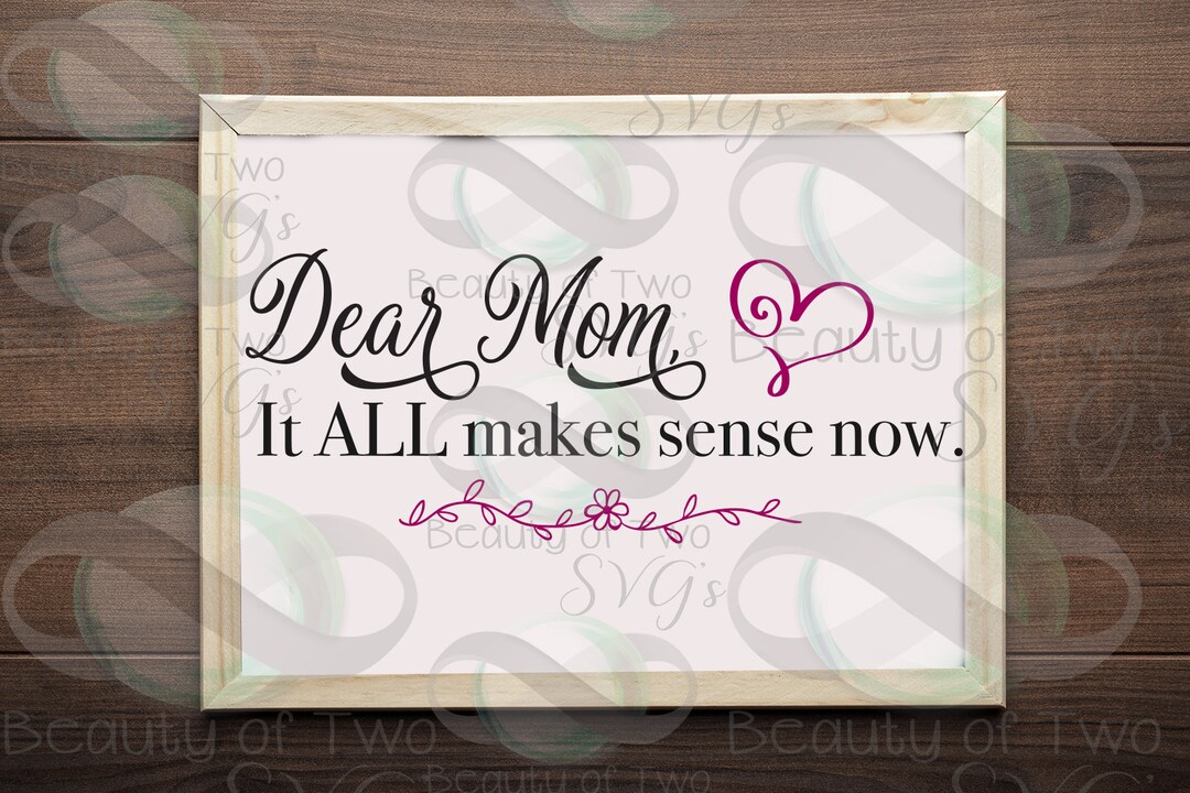 Mothers Day Svg & Png, Dear Mom Svg, Present for Mom Svg, It All Makes ...