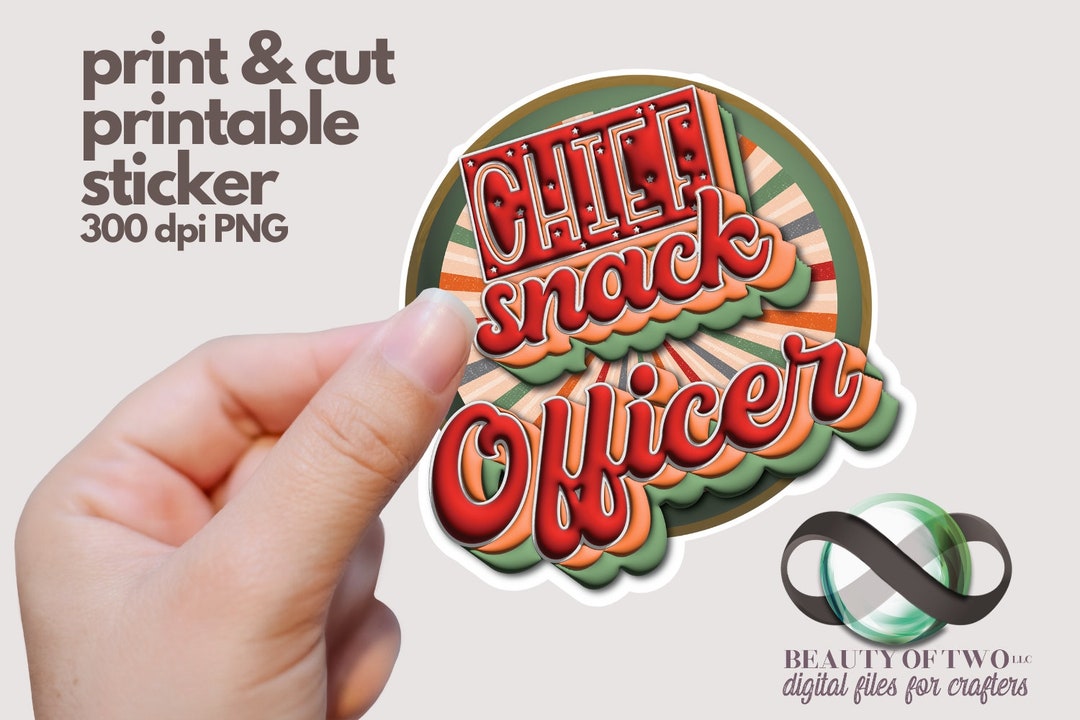 3D Sticker, Printable Sticker, Print and Cut Chief Snack Officer 3D ...