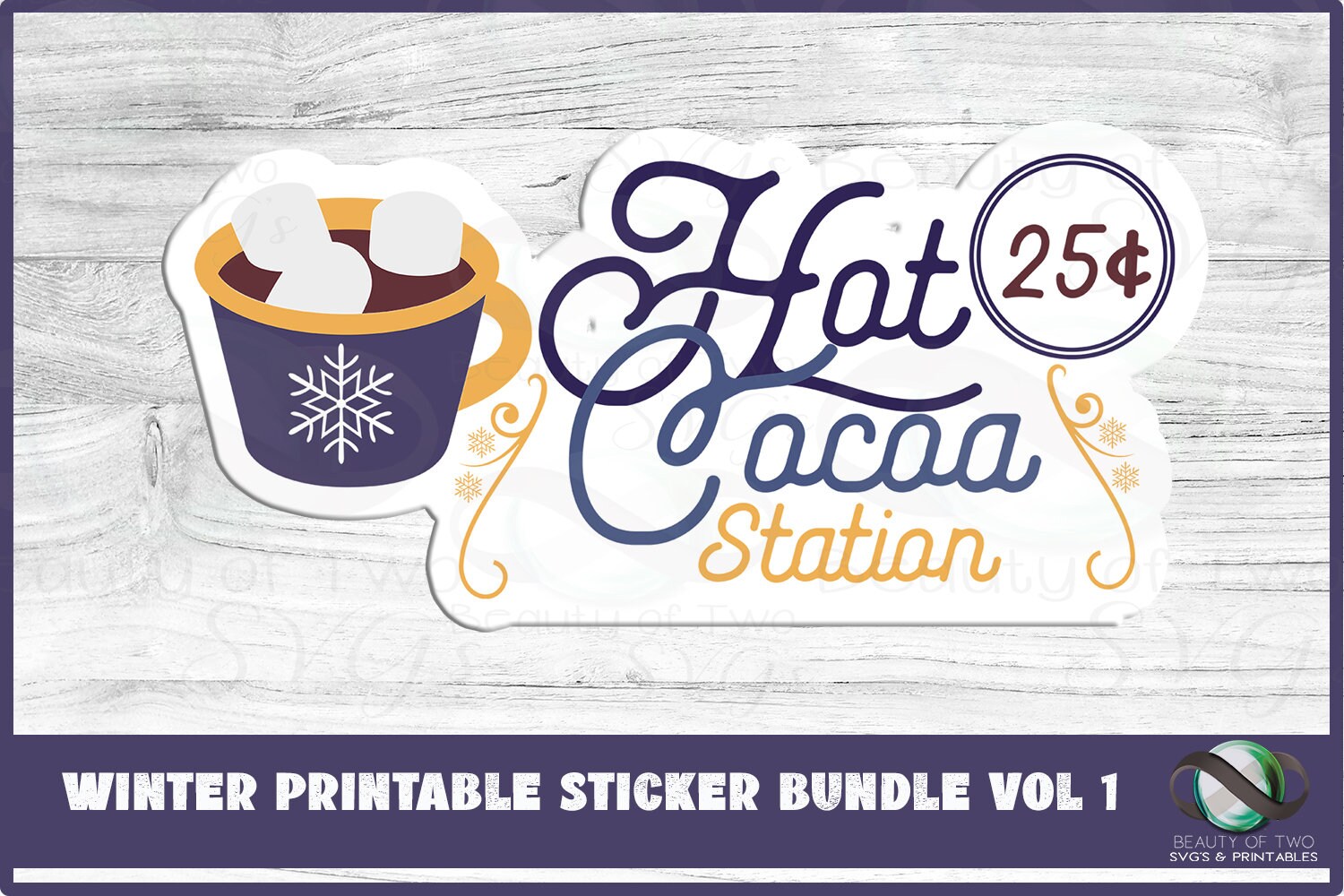 Winter Printable Retro Sticker Bundle 8 Print and Cut Winter - Etsy