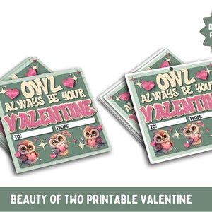 Printable Owl Valentine Cards for Kids (PDF & PNG) - Etsy