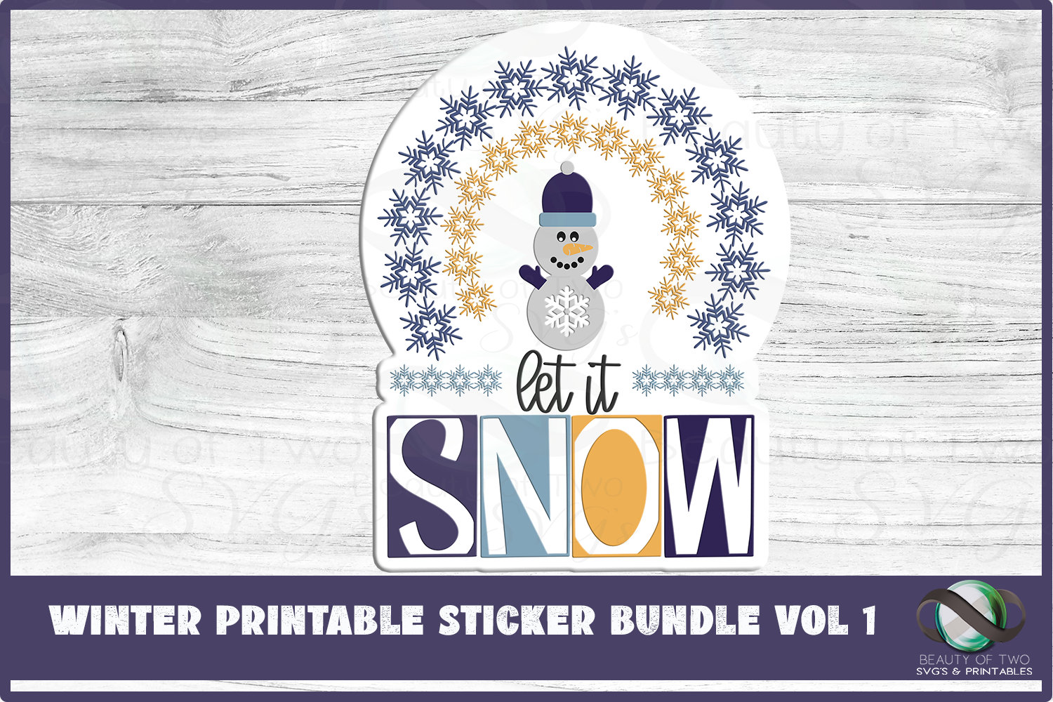 Winter Printable Retro Sticker Bundle 8 Print and Cut Winter - Etsy