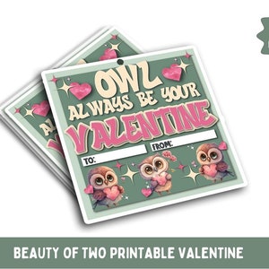 Printable Valentines, Kids Printable Owl Valentine Card Print, Owl ...