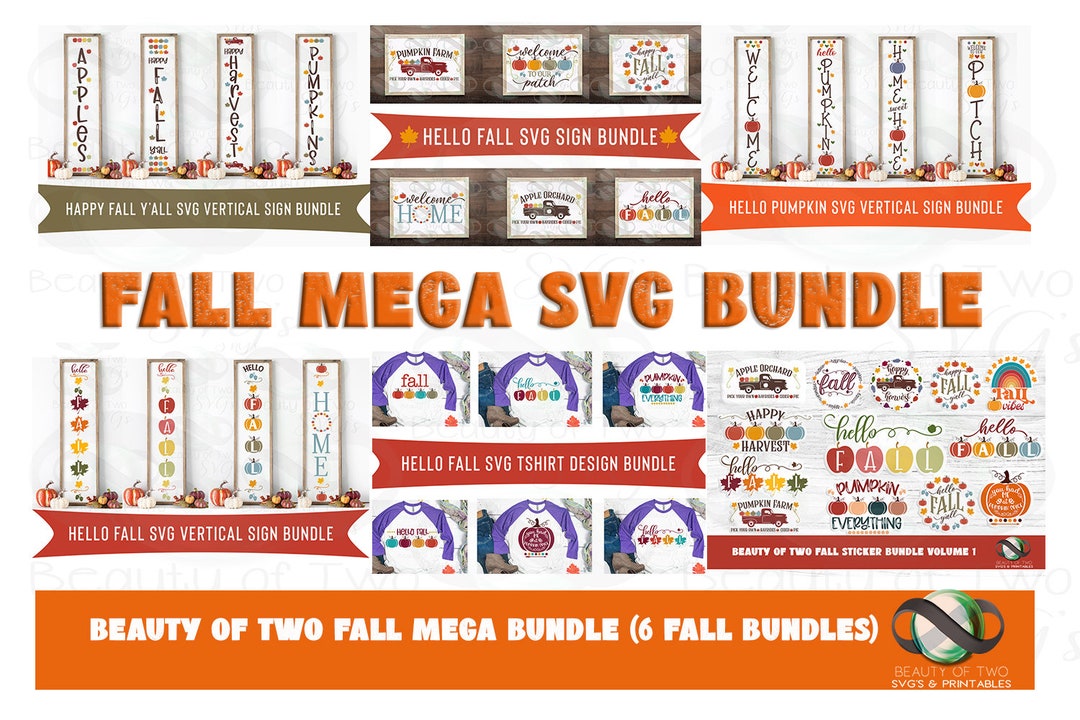 Fall Svg MEGA BUNDLE Cut Files, Svg Vertical Signs, Tshirt Designs ...