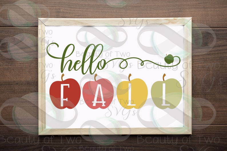 Svg Hello Fall Apples Svg Cut File and Png Fall Svg Sign | Etsy