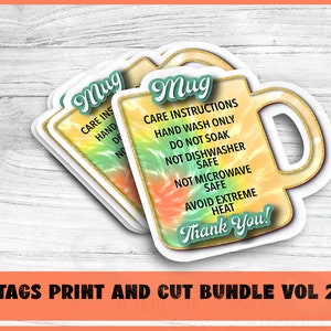 Care Tags Print and Cut Bundle Printable Tie Dye Care Tags for Small ...