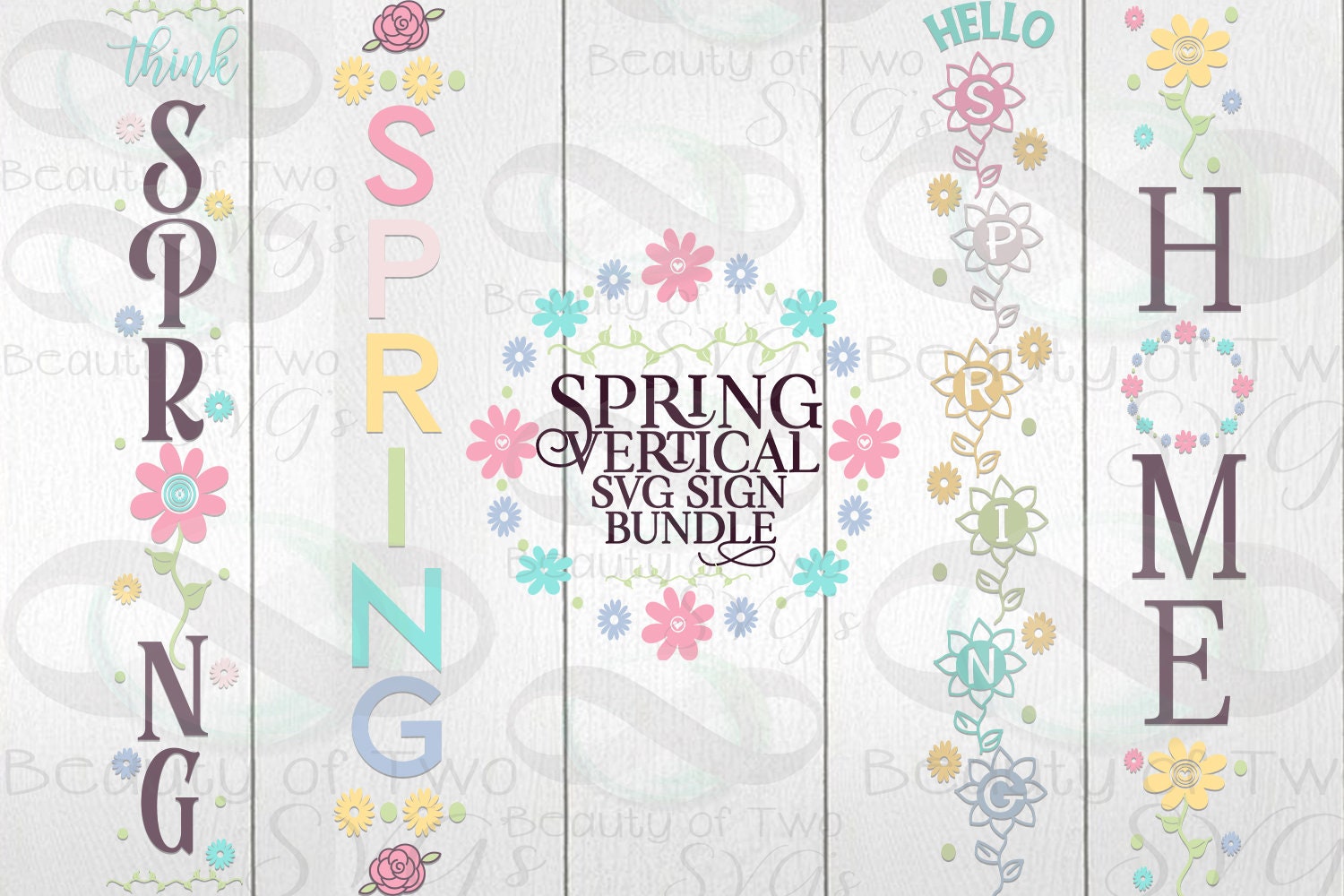 Hello Spring Vertical svg Sign Bundle svg cut files4 Spring | Etsy