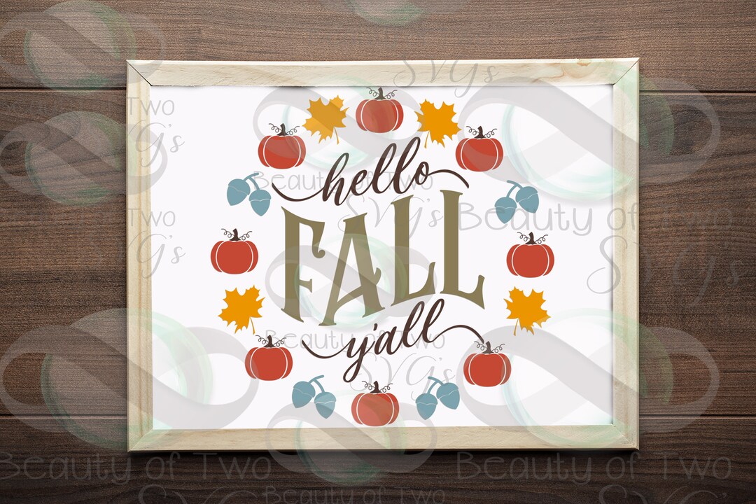 Svg Hello Fall Y'all Wreath Svg Cut File and Png, Fall Svg Sign Design ...