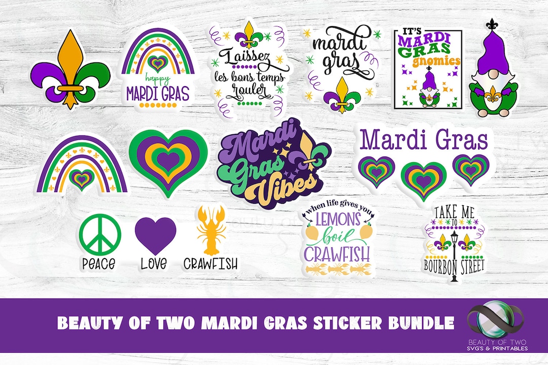 Mardi Gras Sticker Bundle, Planner Stickers PNG Designs - Etsy