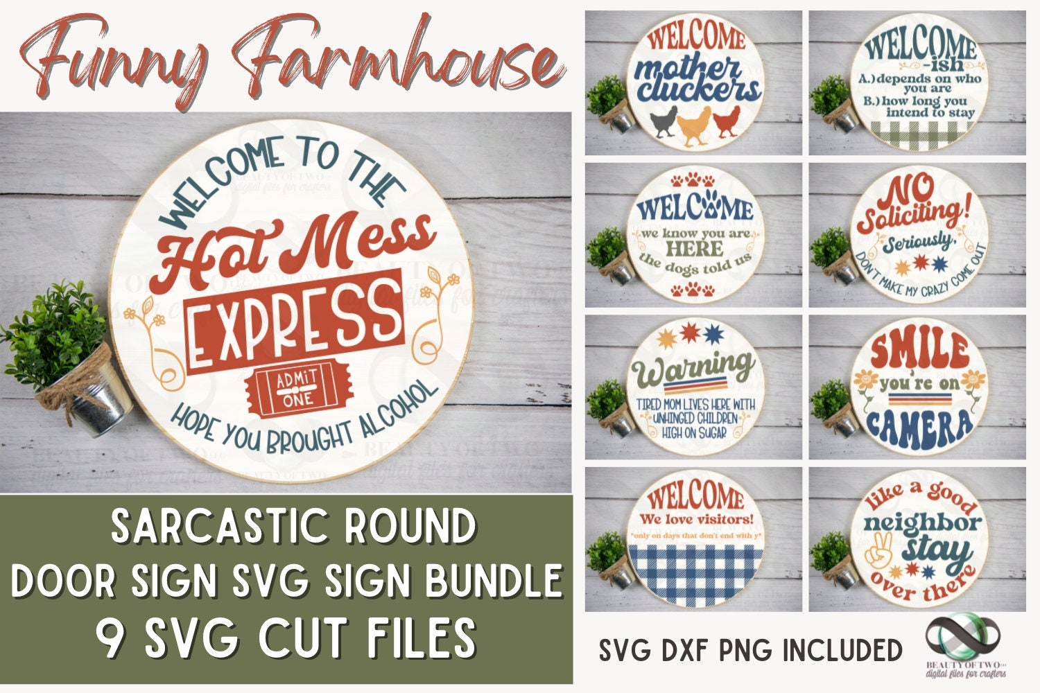 Door Sign Svg Bundle Funny Round Door Sign Svg Funny Signs - Etsy