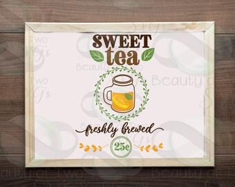 Sweet Tea Svg Download. Fresh Brewed Sweet Tea Sign Design - Etsy