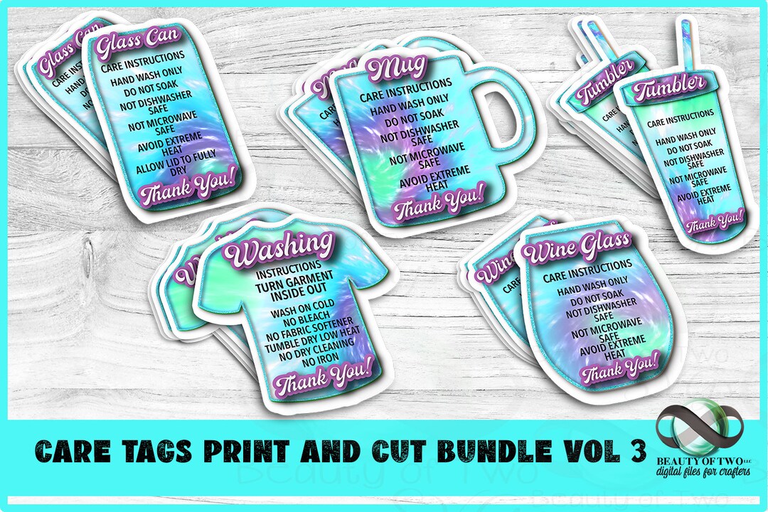 Tie Dye Care Tags Print and Cut Bundle (digital Download) - Etsy