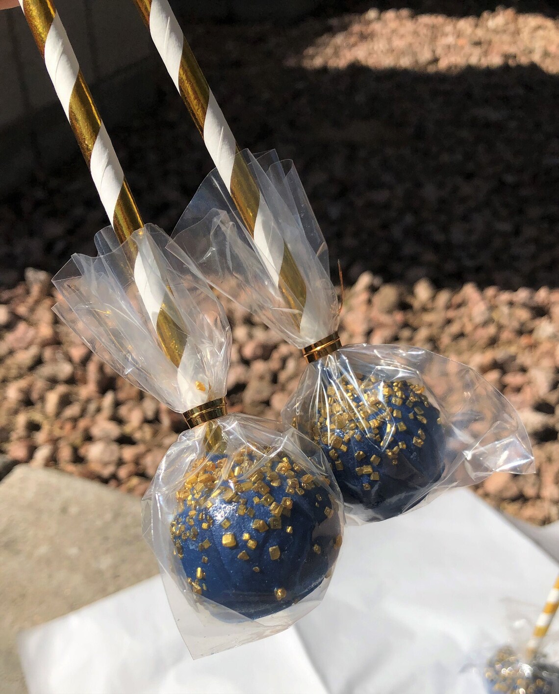 Gold and Navy Blue Cake Pops, Gold and Navy Blue Wedding Favors, Navy ...