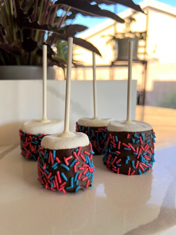 Red and Blue Chocolate Covered Marshmallows Chocolate Covered - Etsy