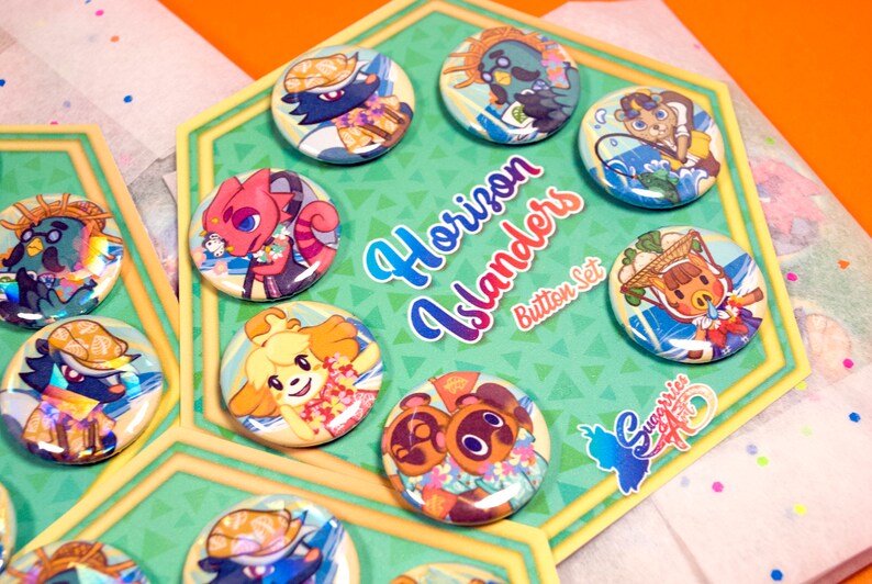 Horizon Islanders Animal Crossing Button Set of Seven | Etsy
