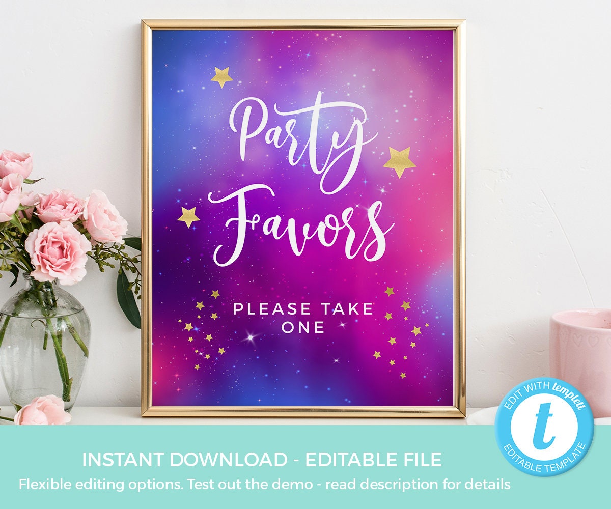 Galaxy Sign TEMPLATE, Galaxy Bridal Shower Sign EDITABLE, Space ...