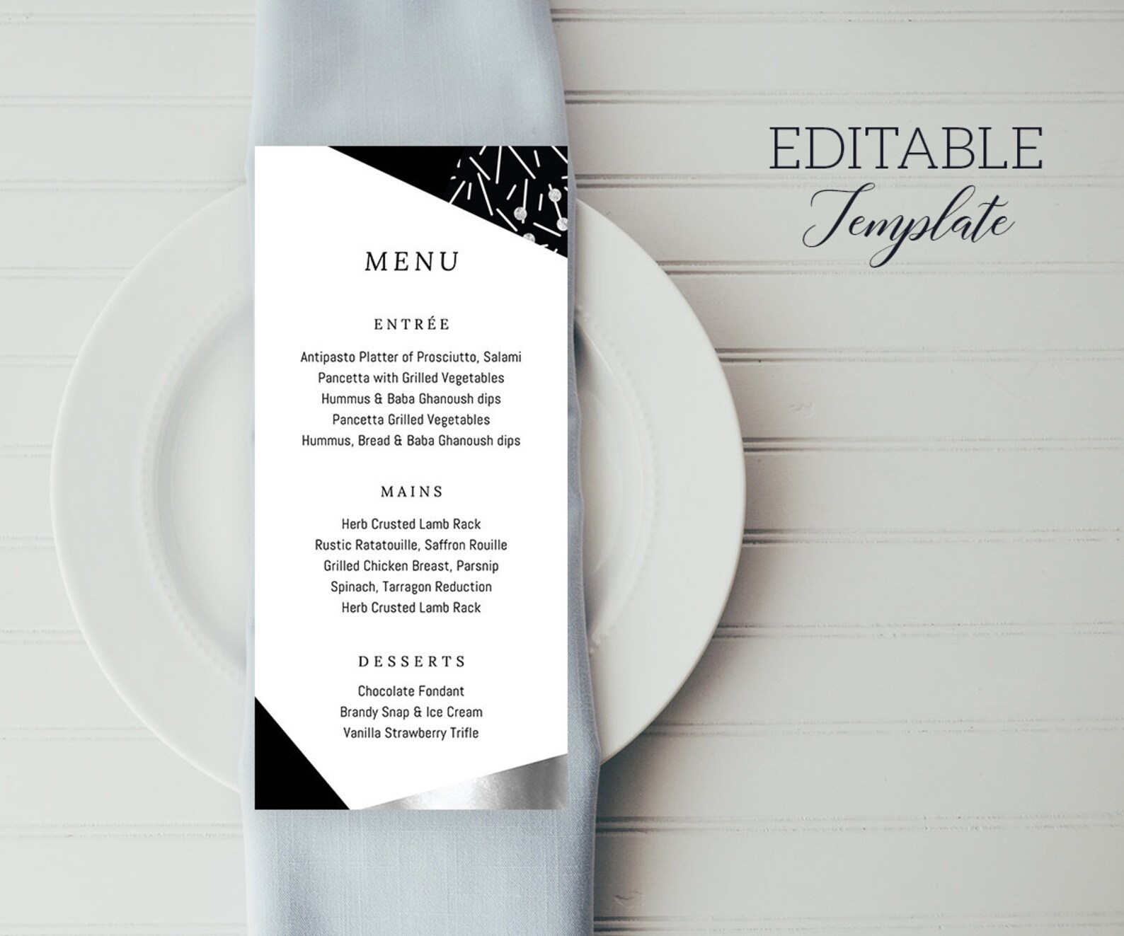 Classy Thank You Tags PRINTABLE, Black Gift Tags EDITABLE Memphis Favor ...