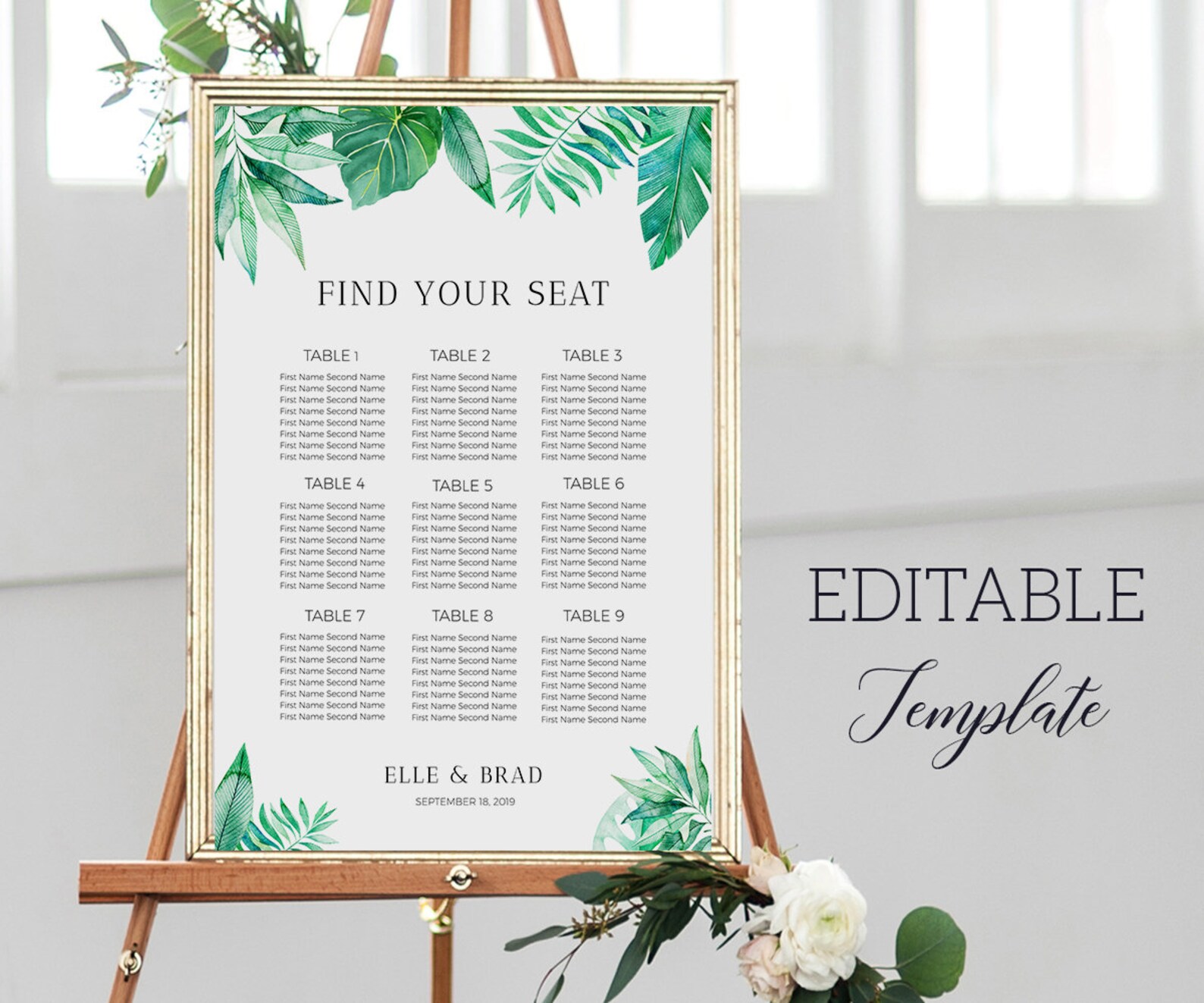 Tropical Menu TEMPLATE, Botanical Wedding Menu PRINTABLE, Designer Menu ...