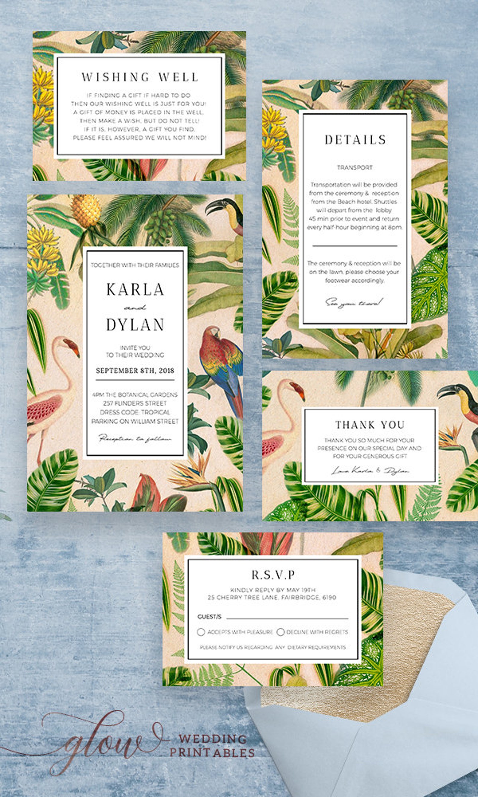 Tropical Menu TEMPLATE, Botanical Wedding Menu PRINTABLE, Designer Menu ...