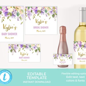 Floral Party Labels EDITABLE Template Printable Labels | Etsy Australia