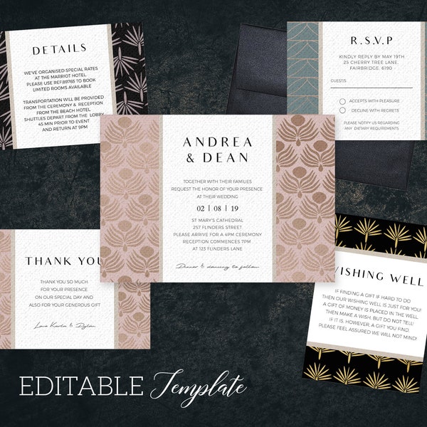 Glamorous Wedding Invitations - Etsy