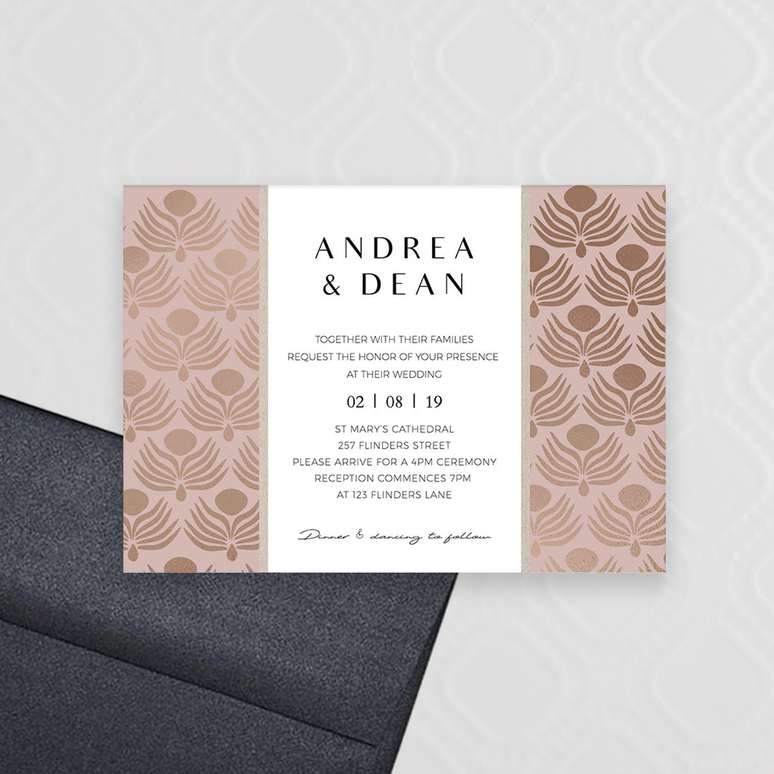 Glam Wedding Invitation TEMPLATE, EDITABLE Gatsby Bridal Shower Invite ...