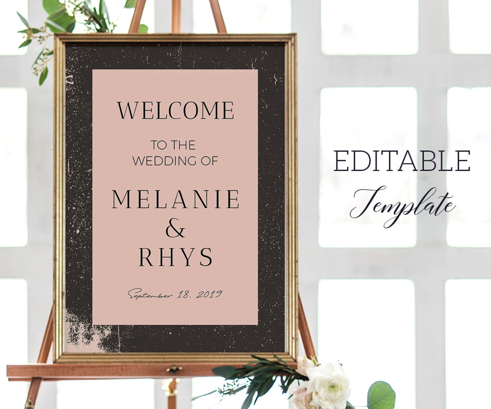 Blush Welcome Sign EDITABLE TEMPLATE, Rustic Bridal Shower Sign ...