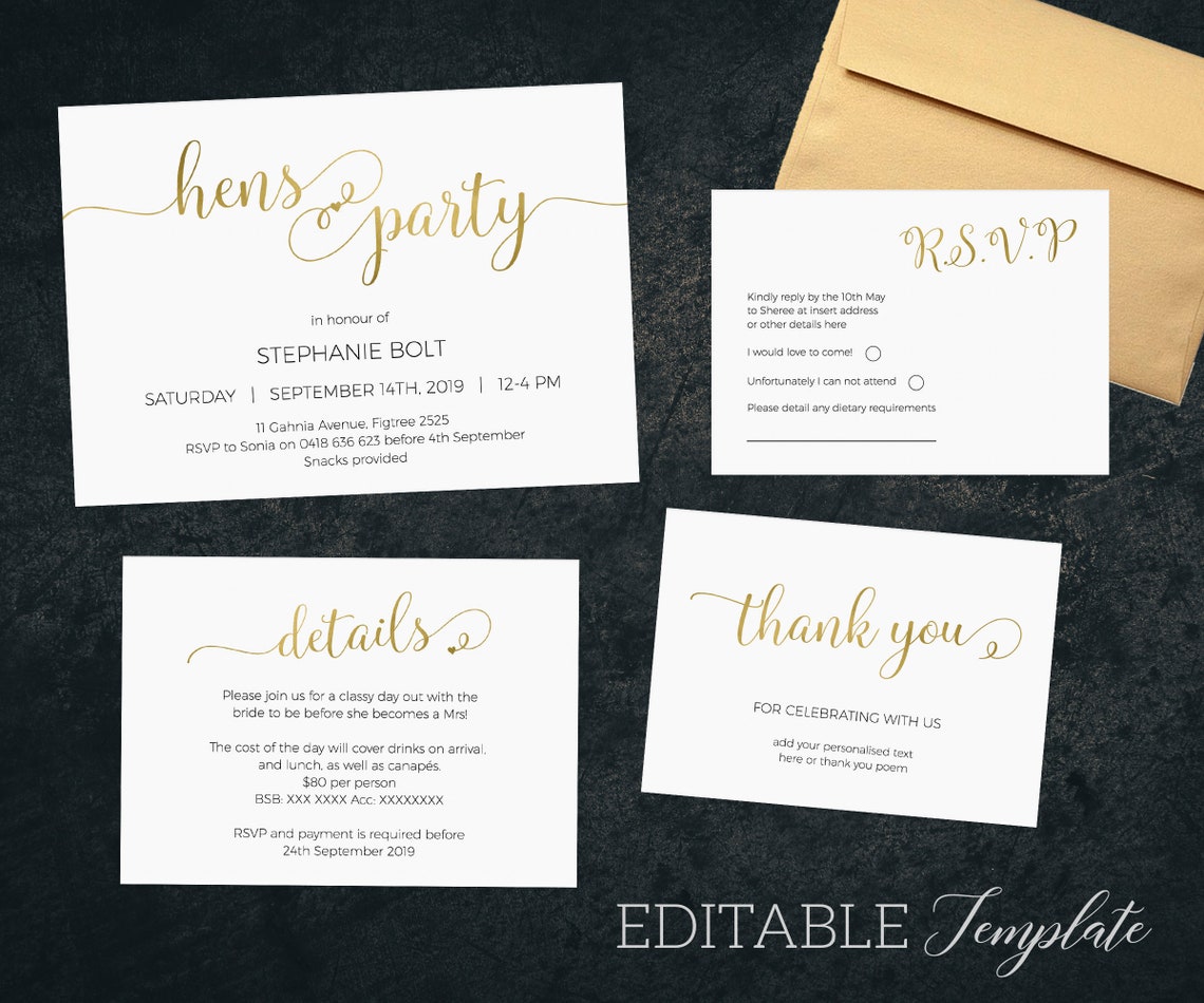 EDITABLE Hen Invitation TEMPLATE download Hen party Invites | Etsy