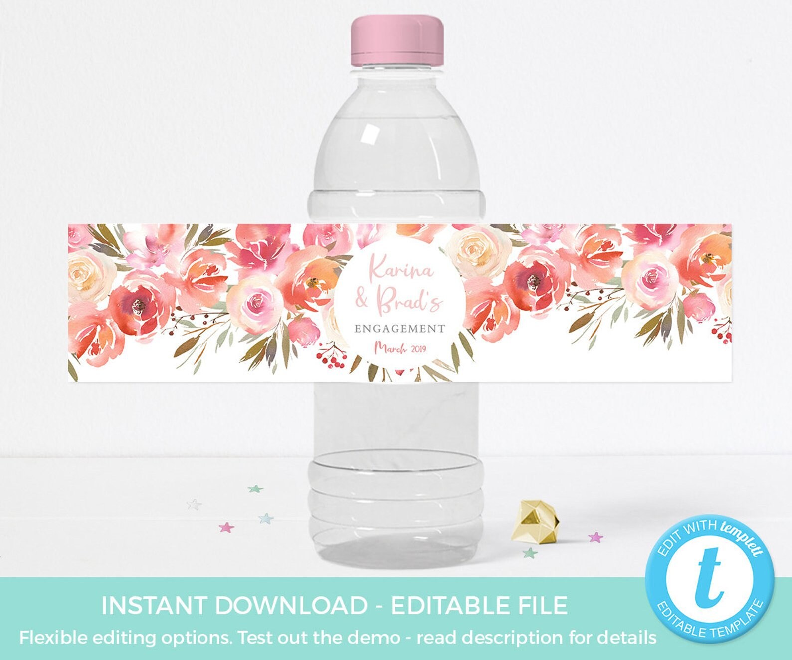Floral Party PRINTABLES. Pink Hen Party Invitation Suite TEMPLATE ...