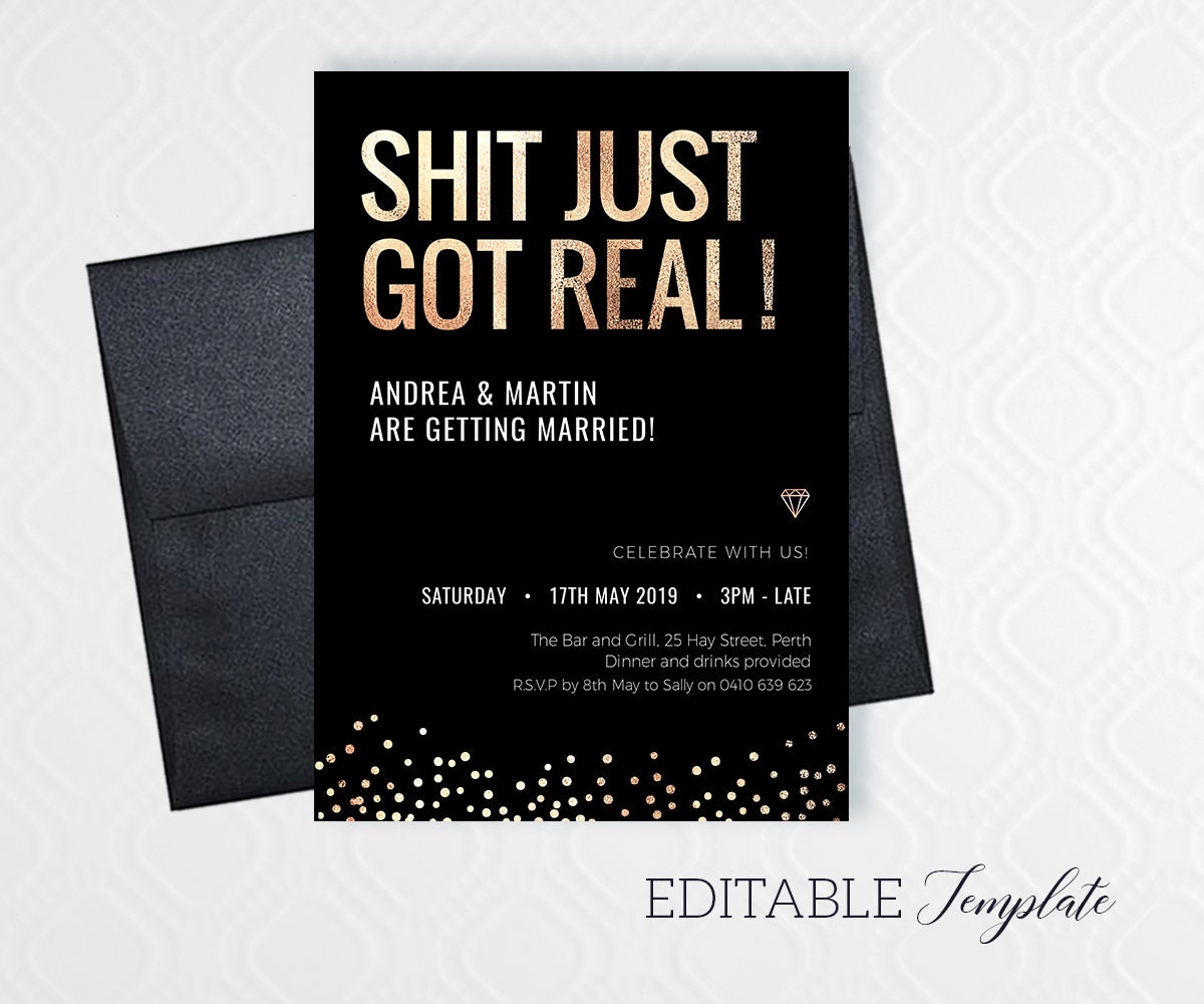 Funny Engagement Invitations, PRINTABLE. Modern Engagement Invites ...