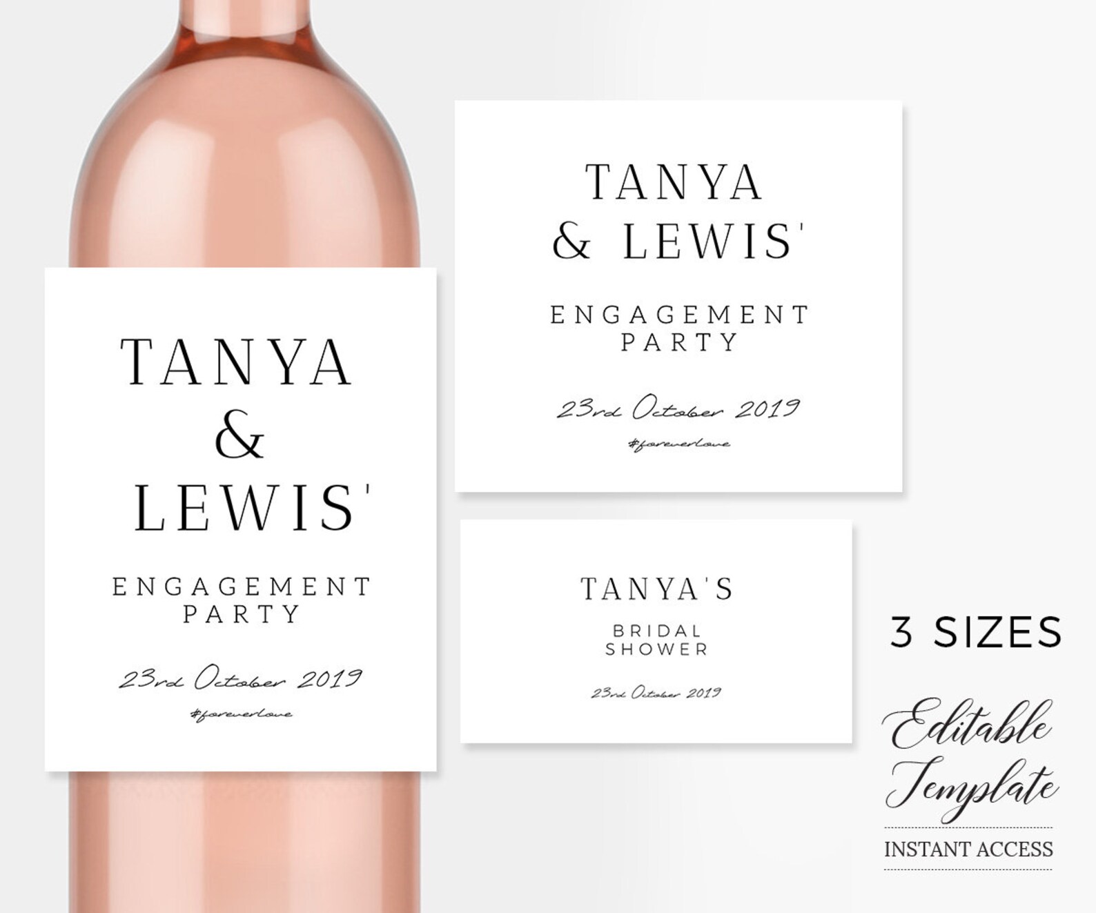 Elegant Champagne Labels TEMPLATE. Modern Wine Labels EDITABLE - Etsy