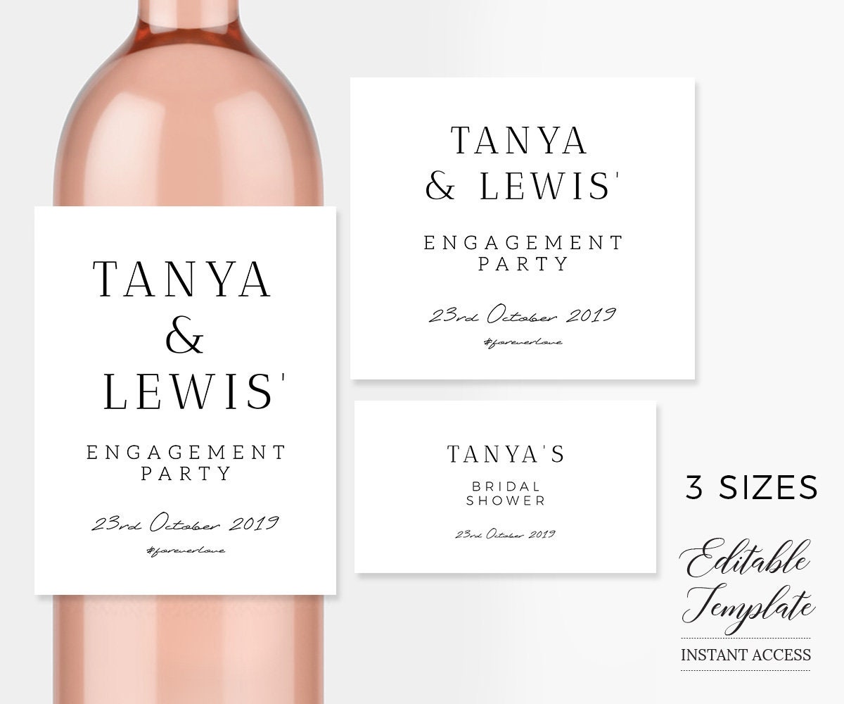 Elegant Champagne Labels TEMPLATE. Modern Wine Labels EDITABLE Mini ...